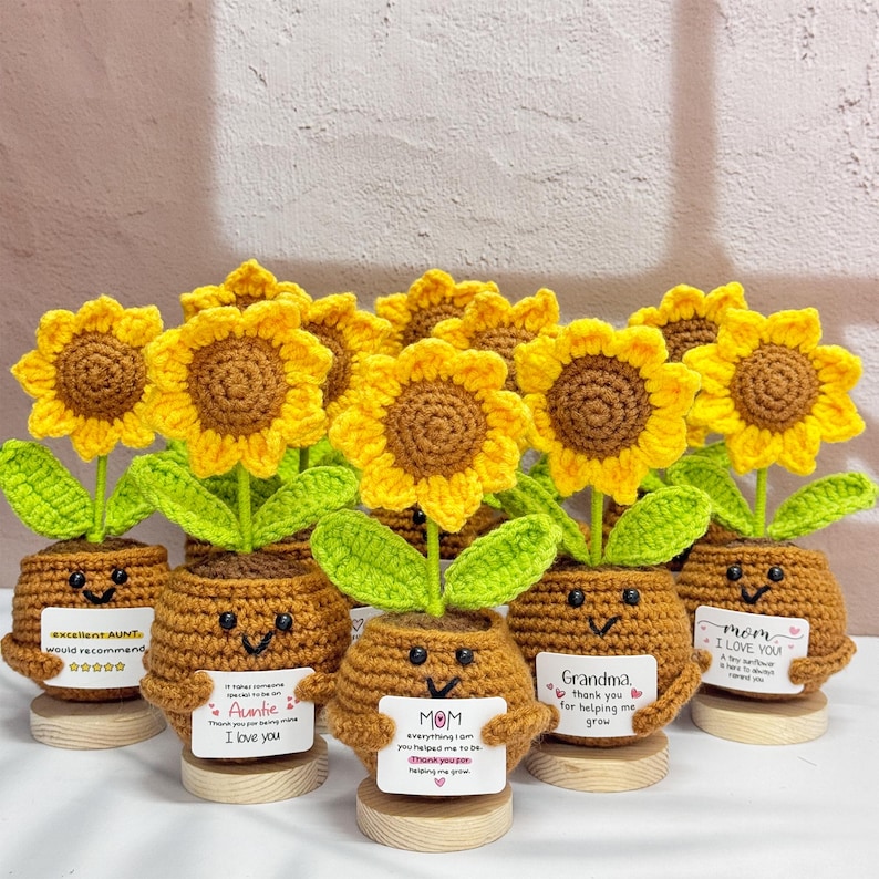 Adorable Handmade Crochet Sunflower Gifts,crochet Flowers Decor,mother ...