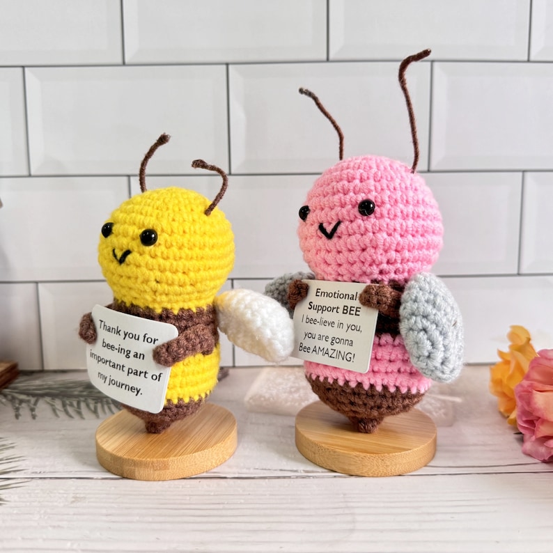 Adorable Handmade Crochet Bee-emotional Support Bee-thank You Gift-back ...