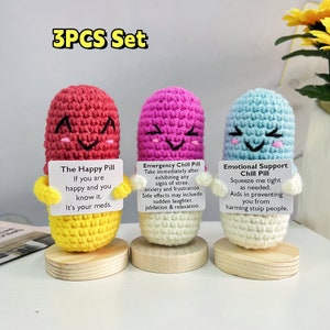 Funny Crochet Chill Pills-emotional Support Pill-chill Pill Fidget ...
