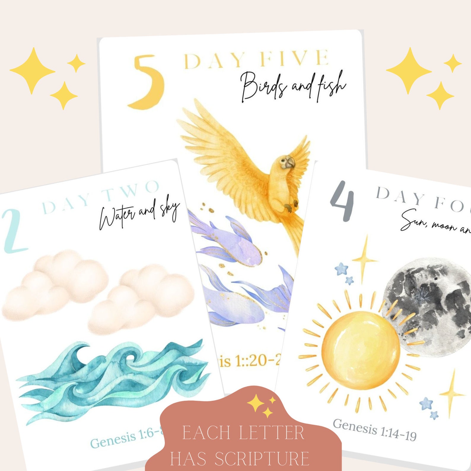 7 Days of Creation Flash Cards, Creation Account Activity, Bible Verse ...