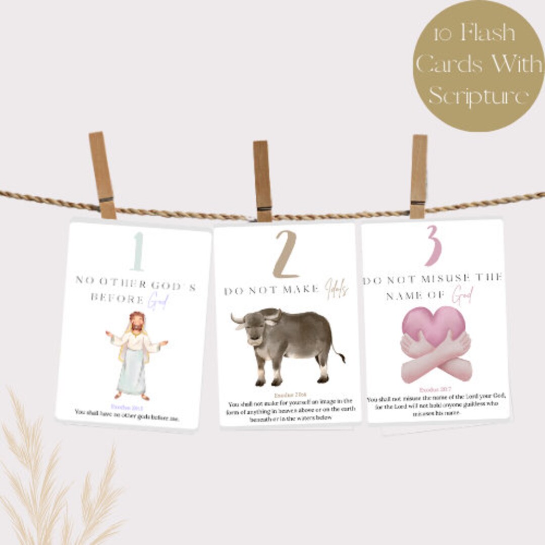 The Ten Commandments Flash Cards, Ten Commandments Activity, Bible ...