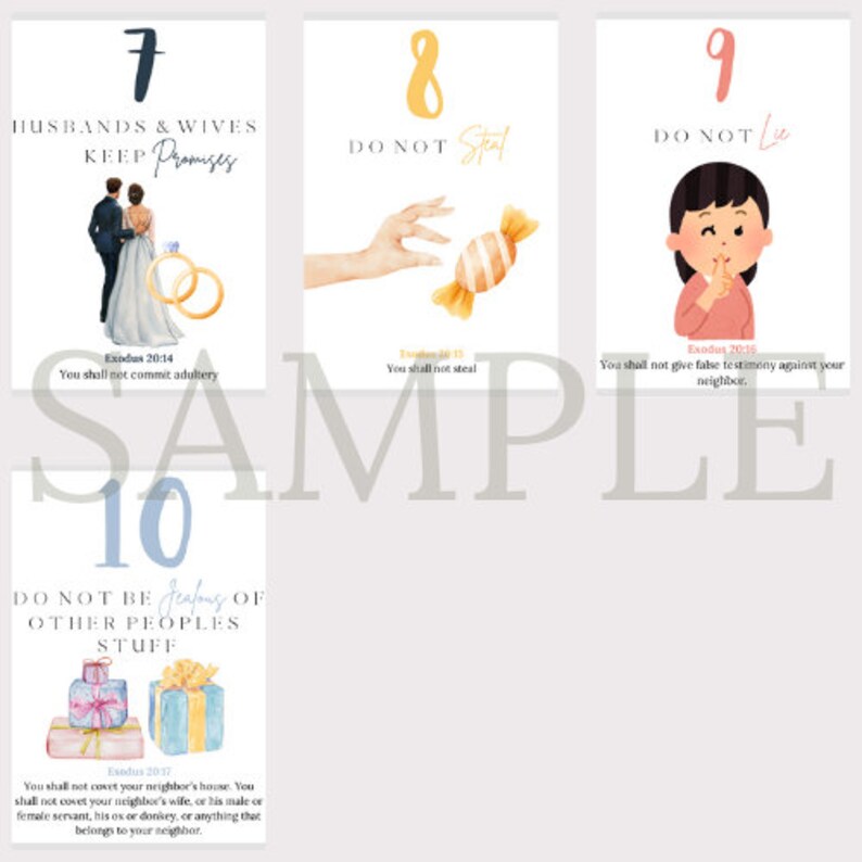 The Ten Commandments Flash Cards, Ten Commandments Activity, Bible ...