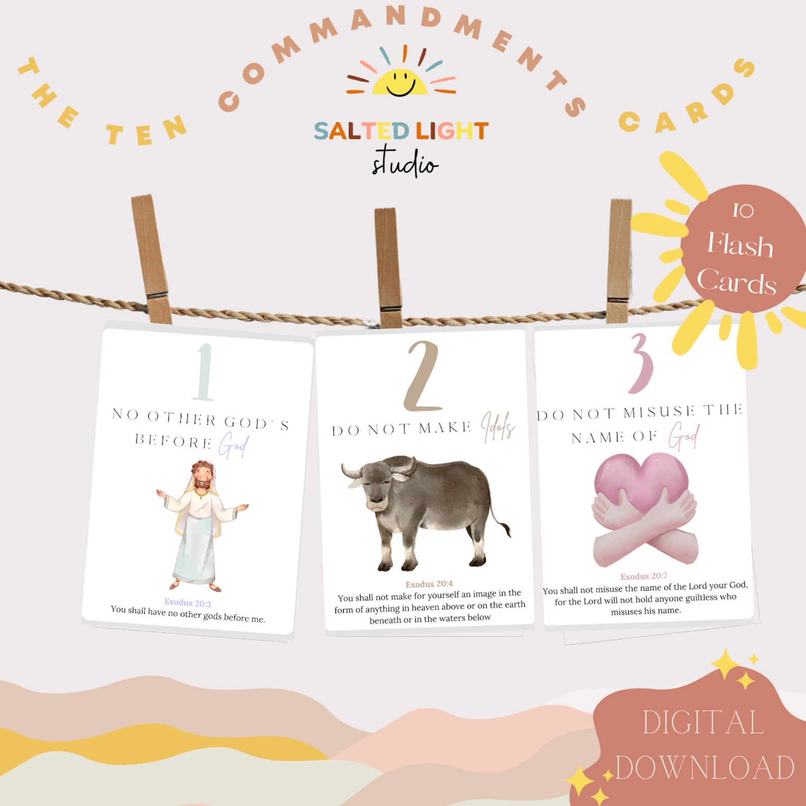 The Ten Commandments Flash Cards, Ten Commandments Activity, Bible ...