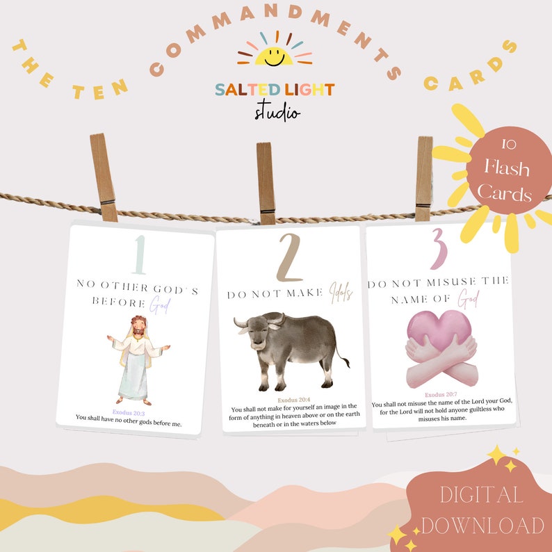 The Ten Commandments Flash Cards, Ten Commandments Activity, Bible ...