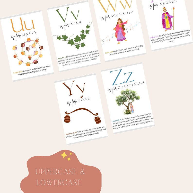 ABC Bible Scripture Flash Cards Memorization Bible Verses Alphabet Card ...