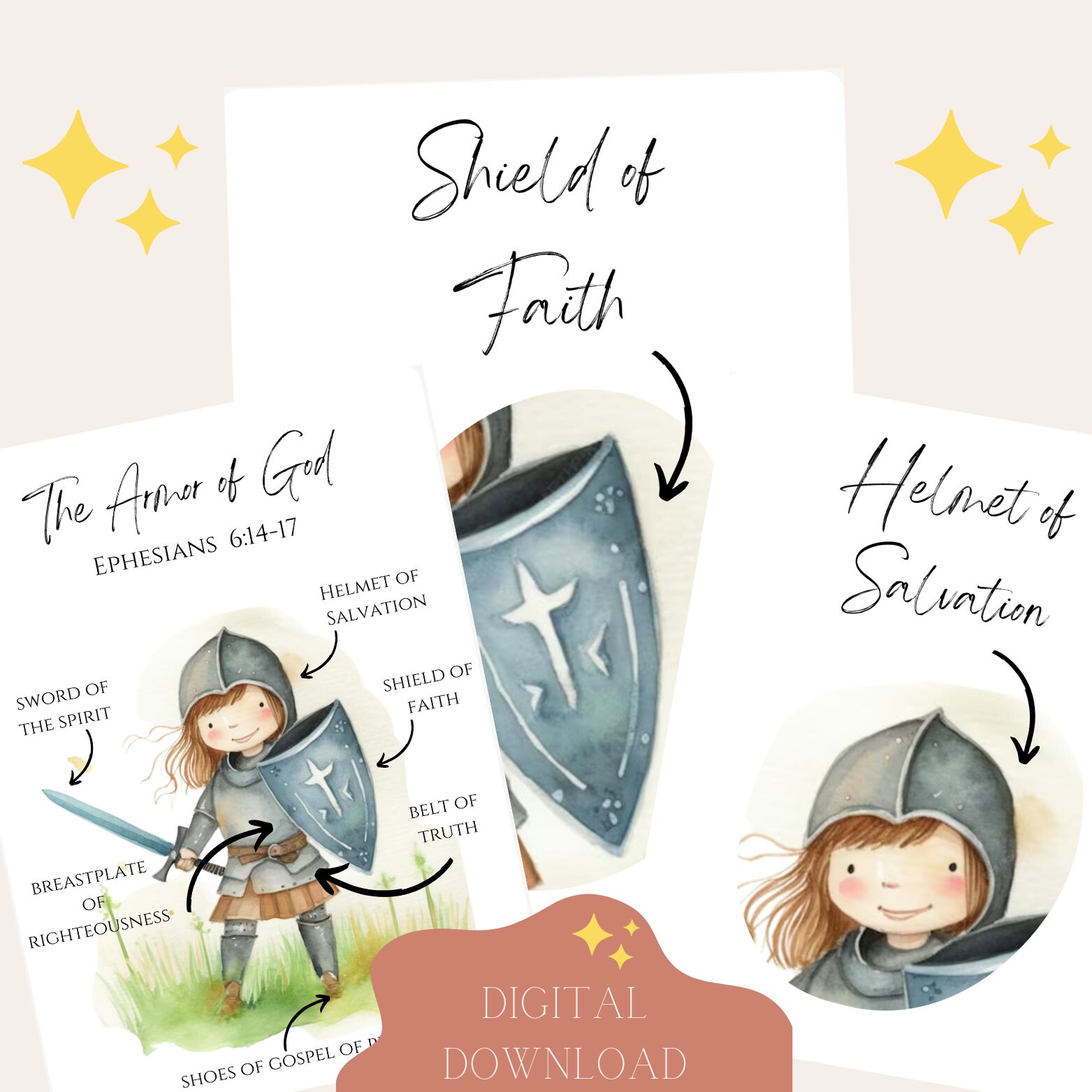 Ephesians 6:14-17 - Full Armor of God - Christian Homeschool Printable ...