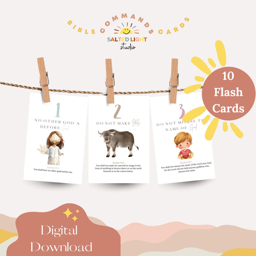 The Ten Commandments Flash Cards, Ten Commandments Activity, Bible ...