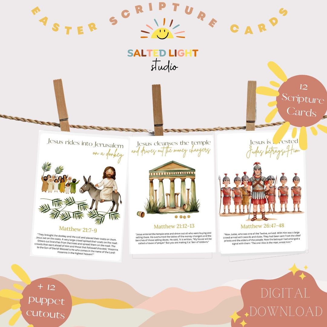 Easter Scripture Cards Jesus Holy Week Kids Activity Resurrection Eggs ...