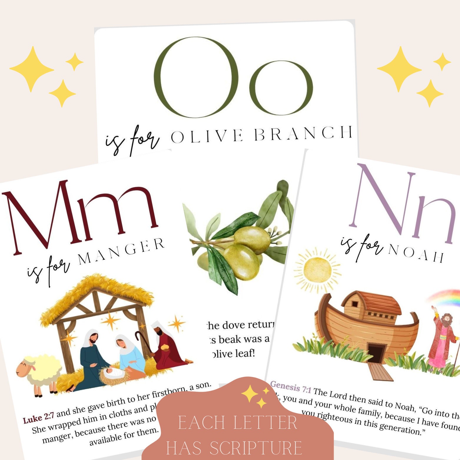 ABC Bible Scripture Flash Cards Memorization Bible Verses Alphabet Card ...