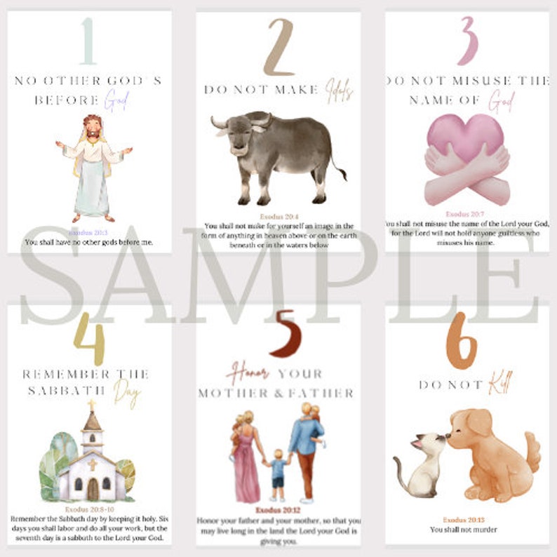 The Ten Commandments Flash Cards, Ten Commandments Activity, Bible ...