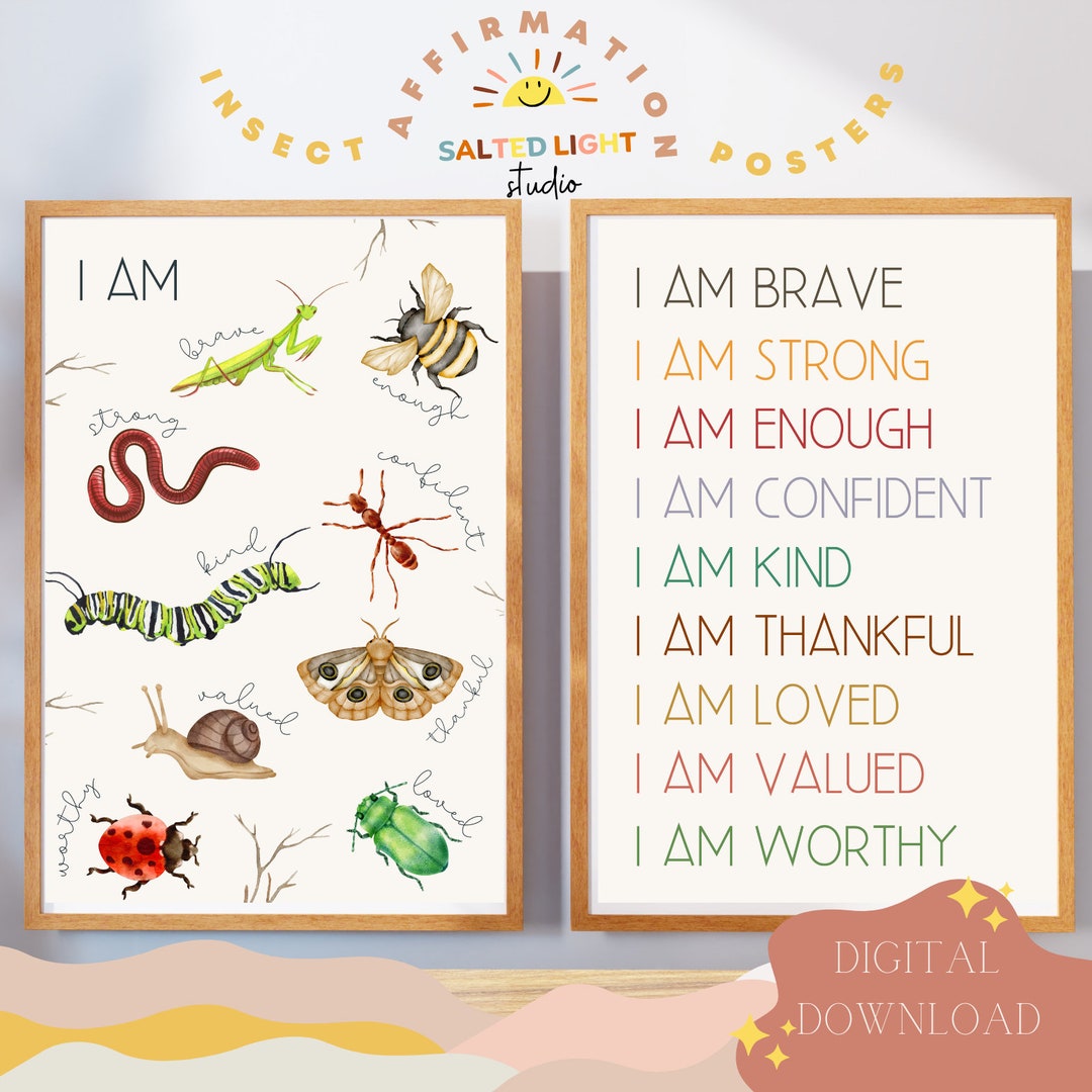 Insect Affirmations Poster Set: Montessori Nursery Art (digital ...