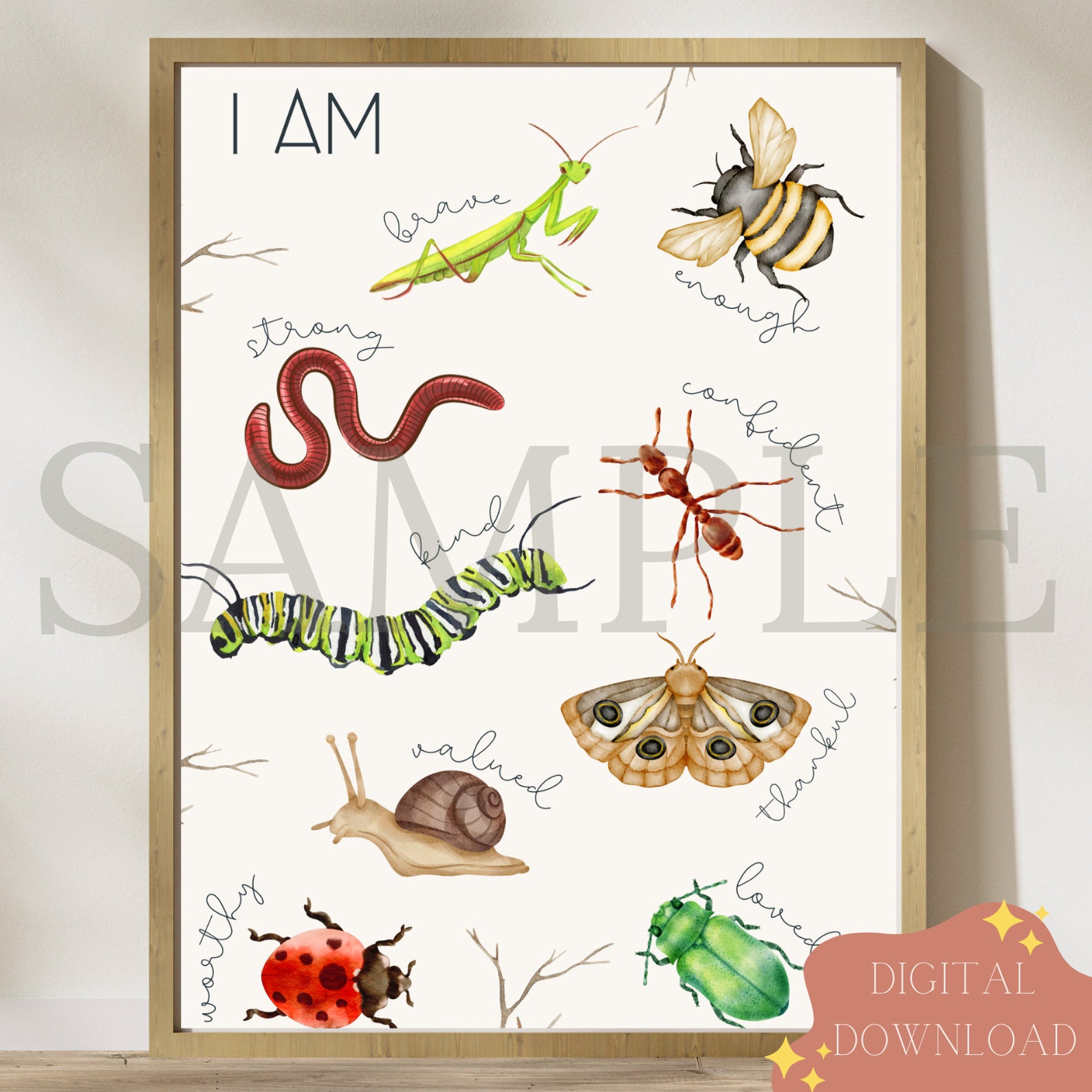 Insect Affirmations Poster Set: Montessori Nursery Art (digital ...