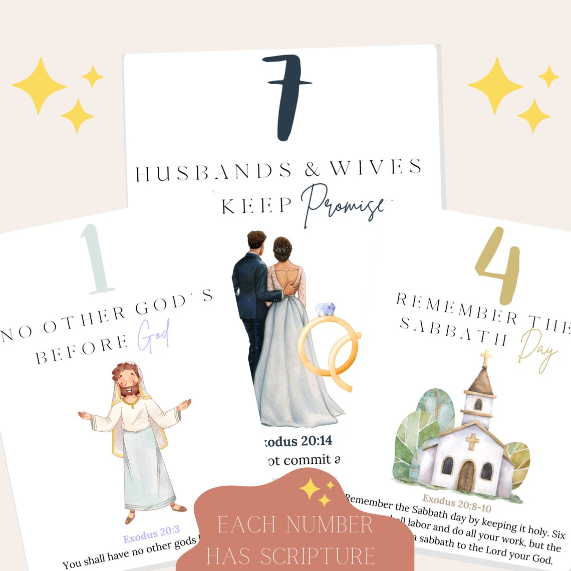 The Ten Commandments Flash Cards, Ten Commandments Activity, Bible ...