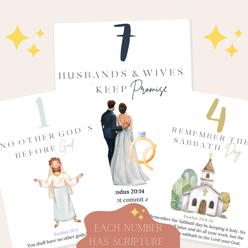 The Ten Commandments Flash Cards, Ten Commandments Activity, Bible ...