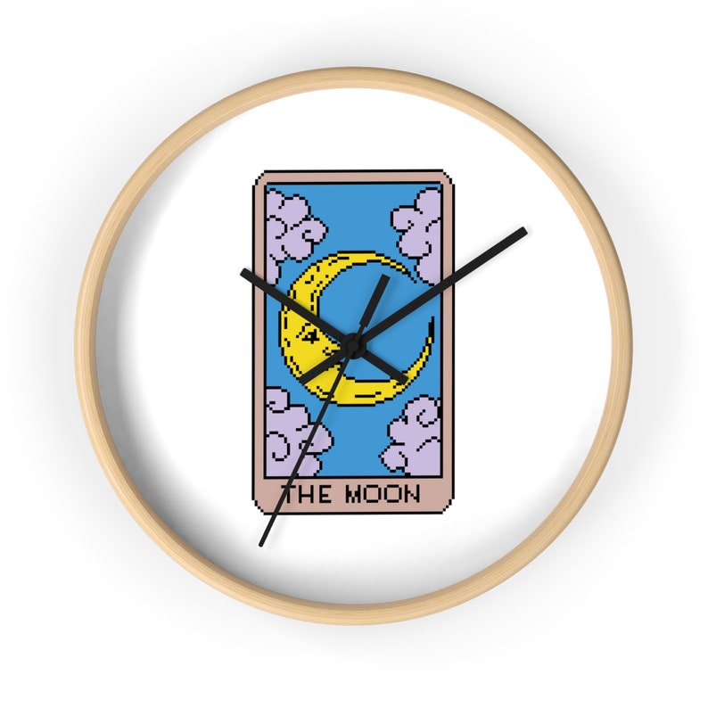 Wall Clock Pixel Art the Moon Tarot Card Printed Wall Clock, Creative ...