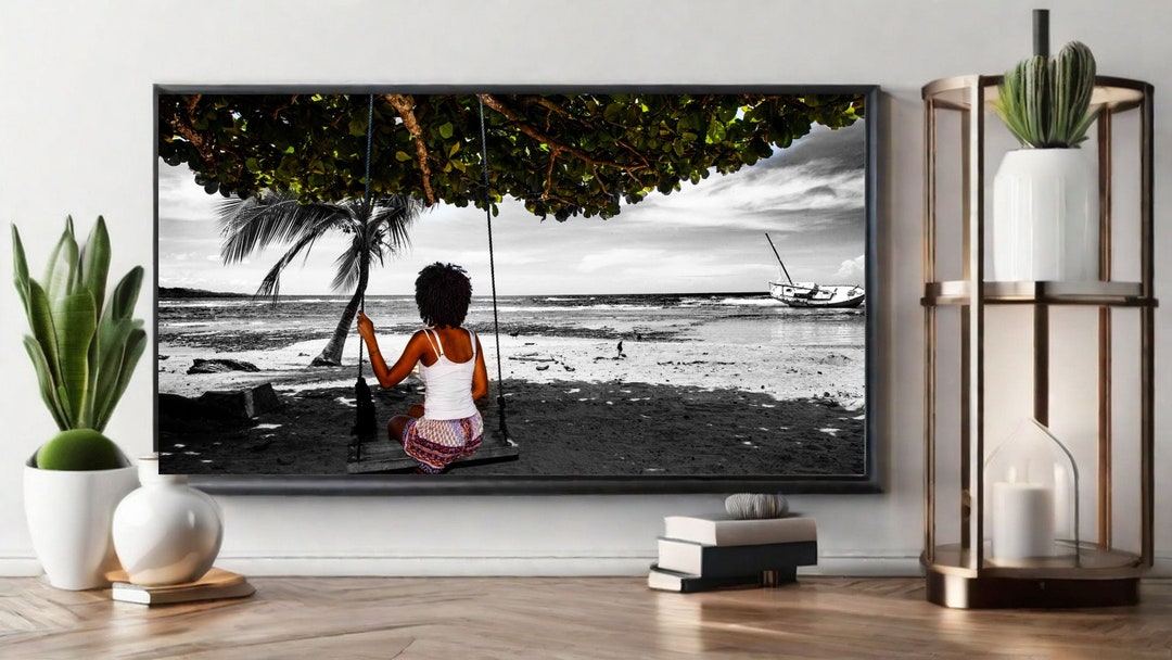 Samsung Frame TV Art Beach Girl Frame TV Boutique 139 Portrait Instant ...