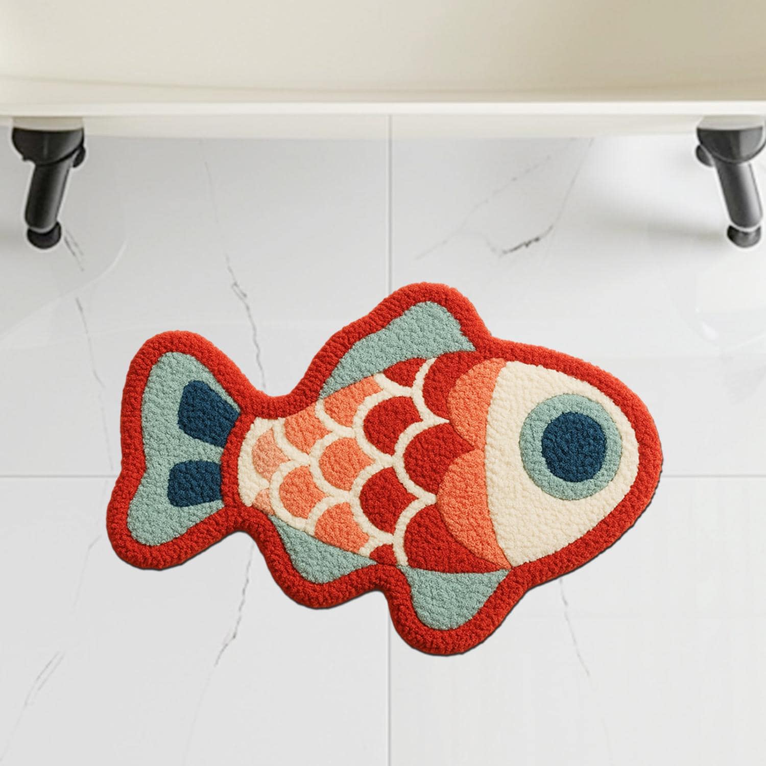 Cute Fish Bath Mat for Bathroom Décor Soft Absorbent Microfiber Bathtub ...