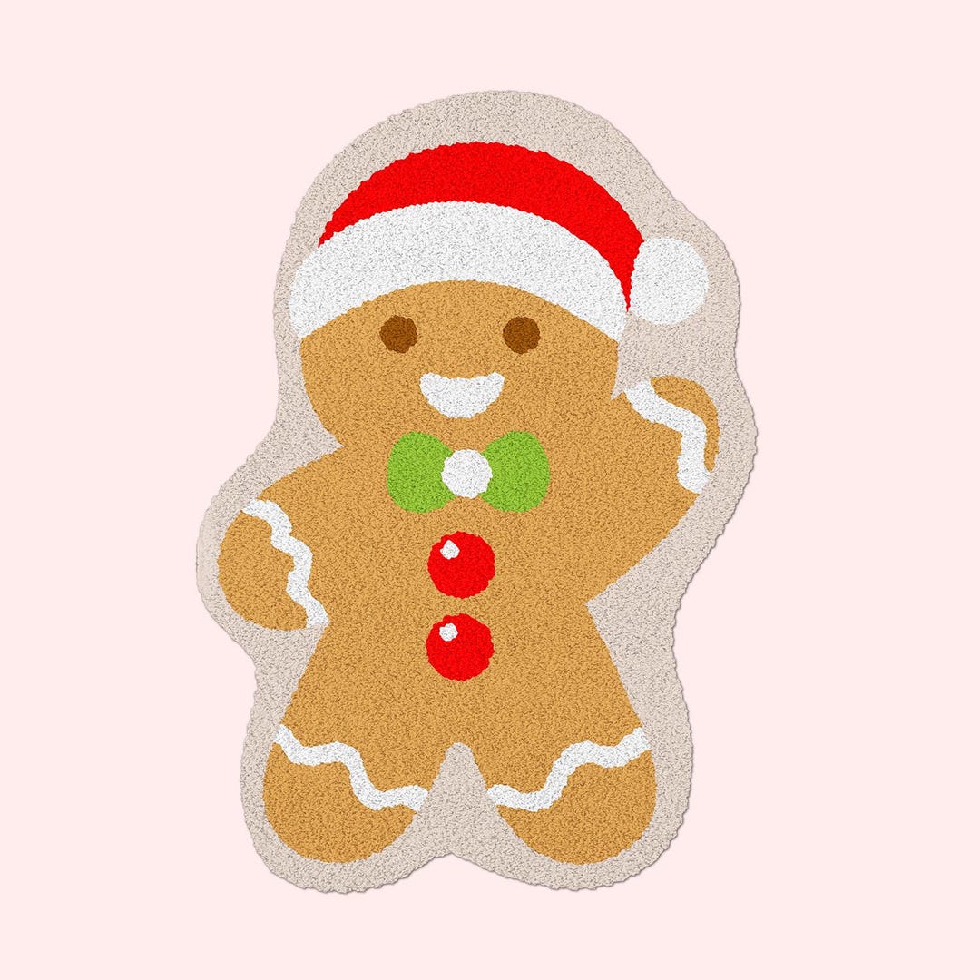 Christmas Bath Rug Gingerbread Man Bathroom Décor Cute Xmas Bathroom ...