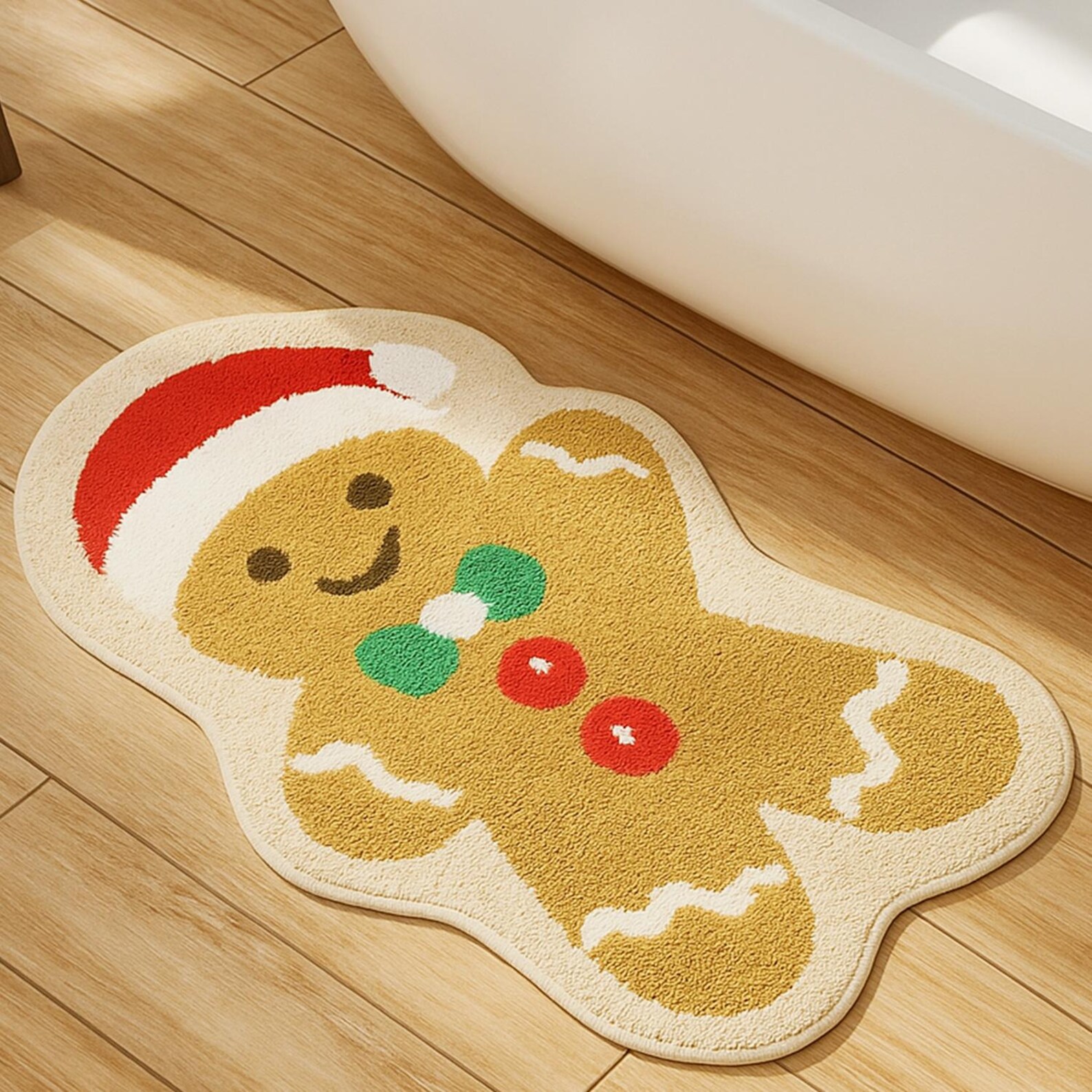 Christmas Bath Rug Gingerbread Man Bathroom Décor | Cute Xmas Bathroom ...