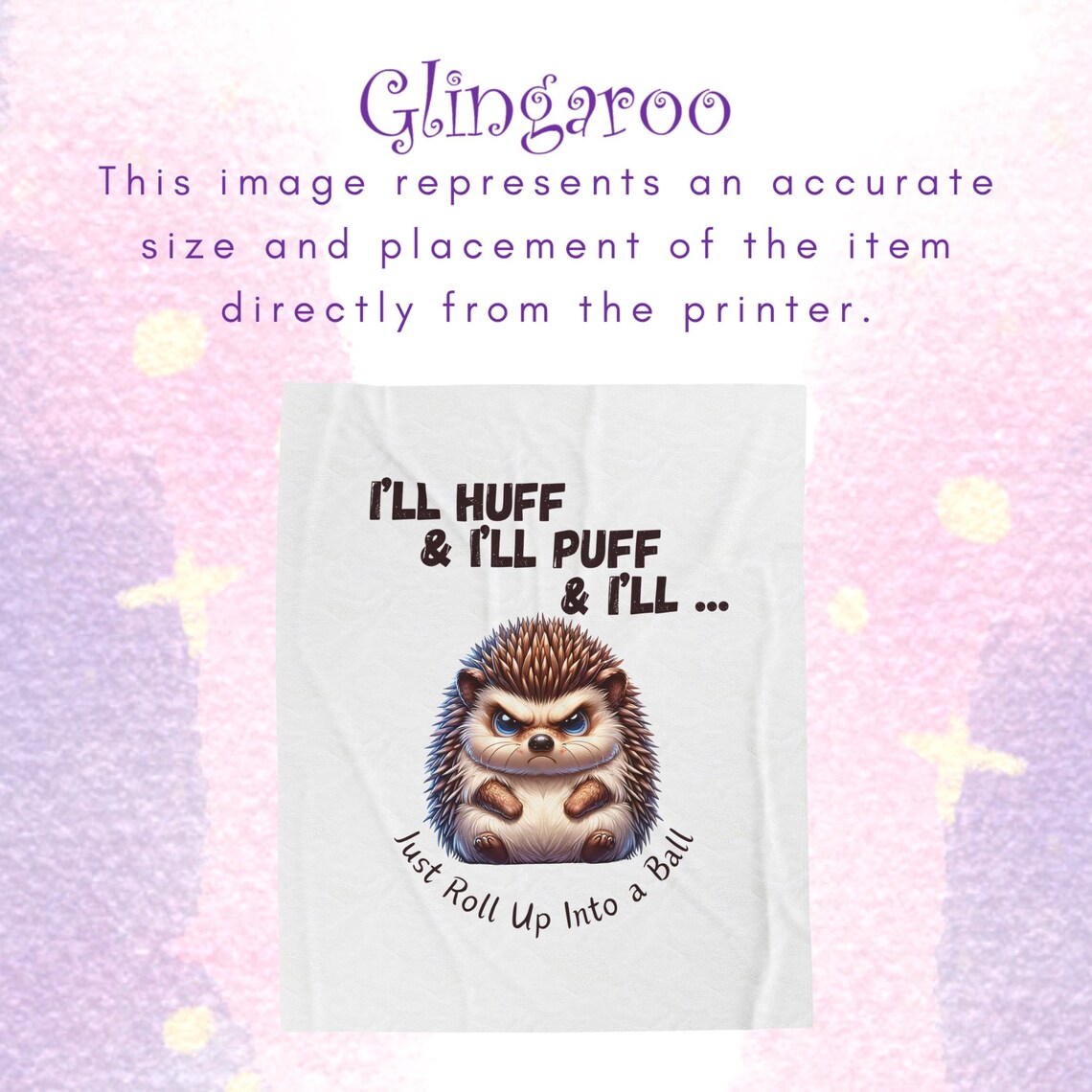 Adorable Hedgehog Throw Blanket- Velveteen Plush Blanket, I'll Huff & I ...