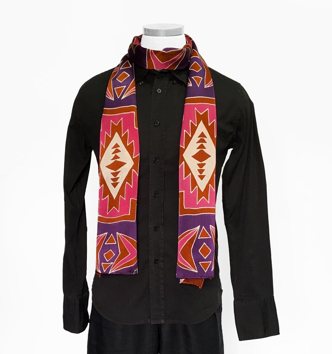Mens Hand Painted Silk Scarf. Native American Tribal Design Silk Neck ...