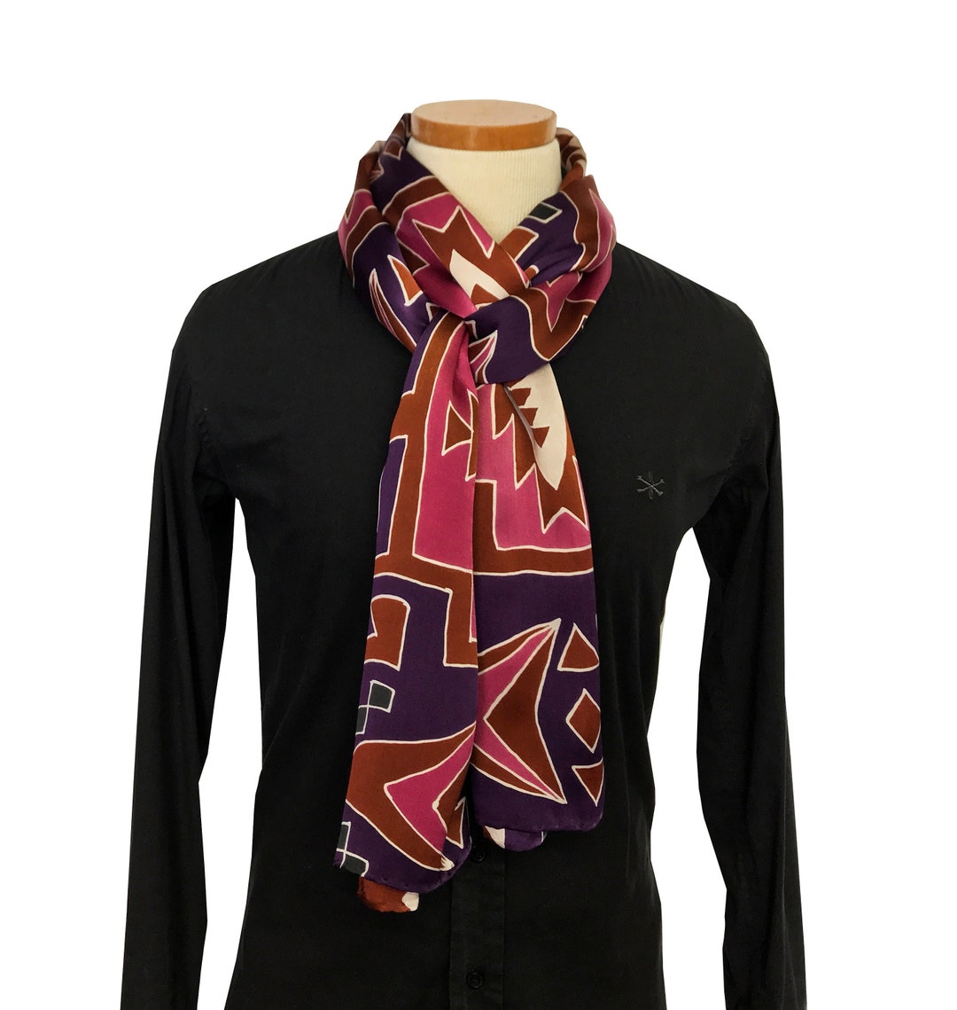 Hand Painted Silk Scarf. Mens Silk Neck Scarf, Pure Silk Scarf, Long ...