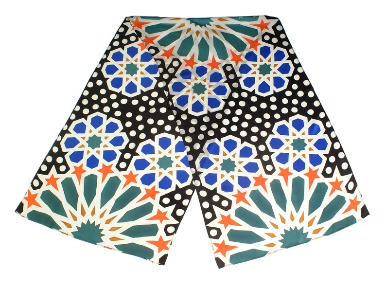 Hand Painted Silk Scarf. Spanish Granada, Alhambra, Moorish, Flamenco ...