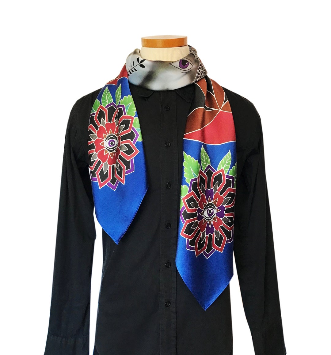 Mens Hand Painted Silk Scarf. Ganesha, Silk Scarf Square, Flower of ...