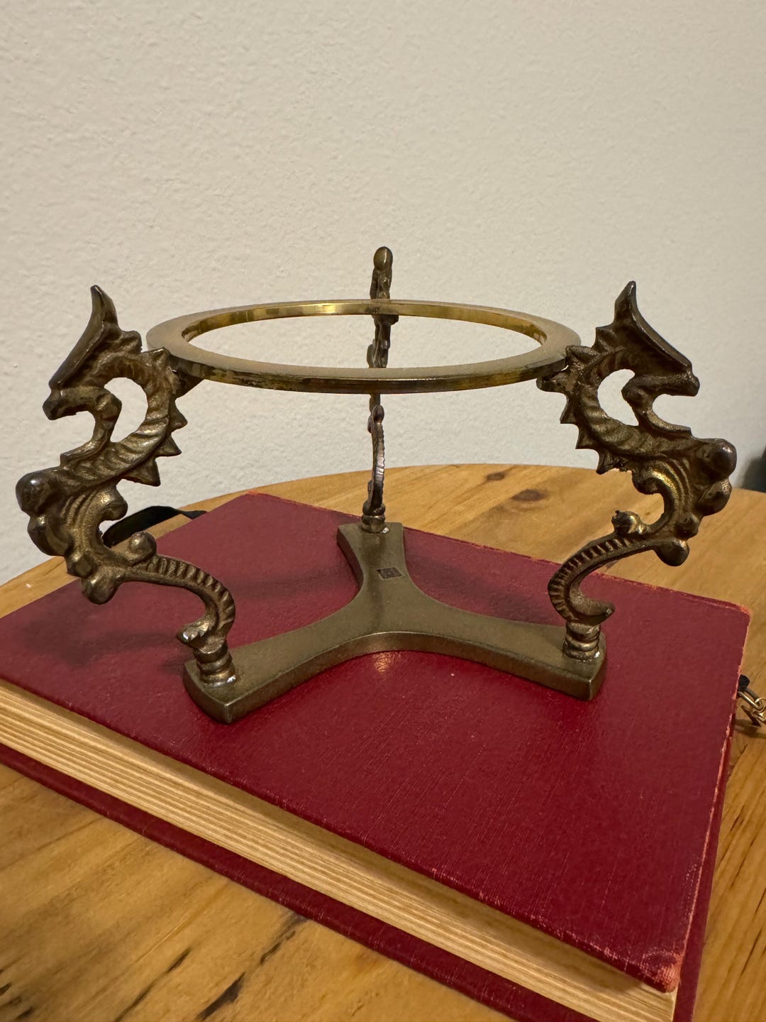 Vintage Brass Dragon Plant Stand Small Unique Collectible Three Dragons ...