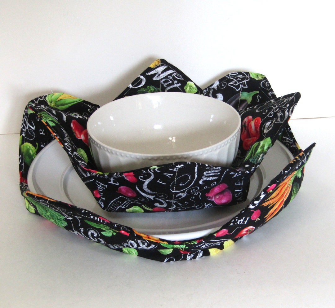 Microwave Bowl and Plate Set, Bowl Cozy, Plate Cozy, Fabric Bowl ...