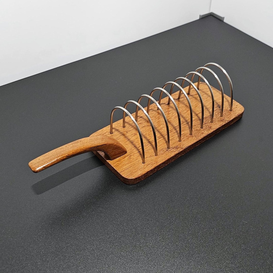 Karl Holmberg Sweden Toast Stand Teak Wood and Metal Bars 1950s ...