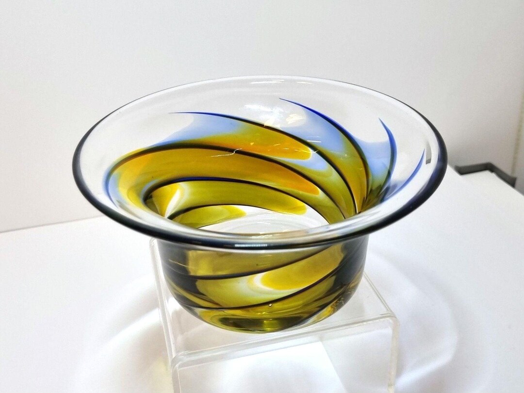 VINTAGE Swedish Design Glass Swirl Bowl Göran Wärff Kosta 1970s ...