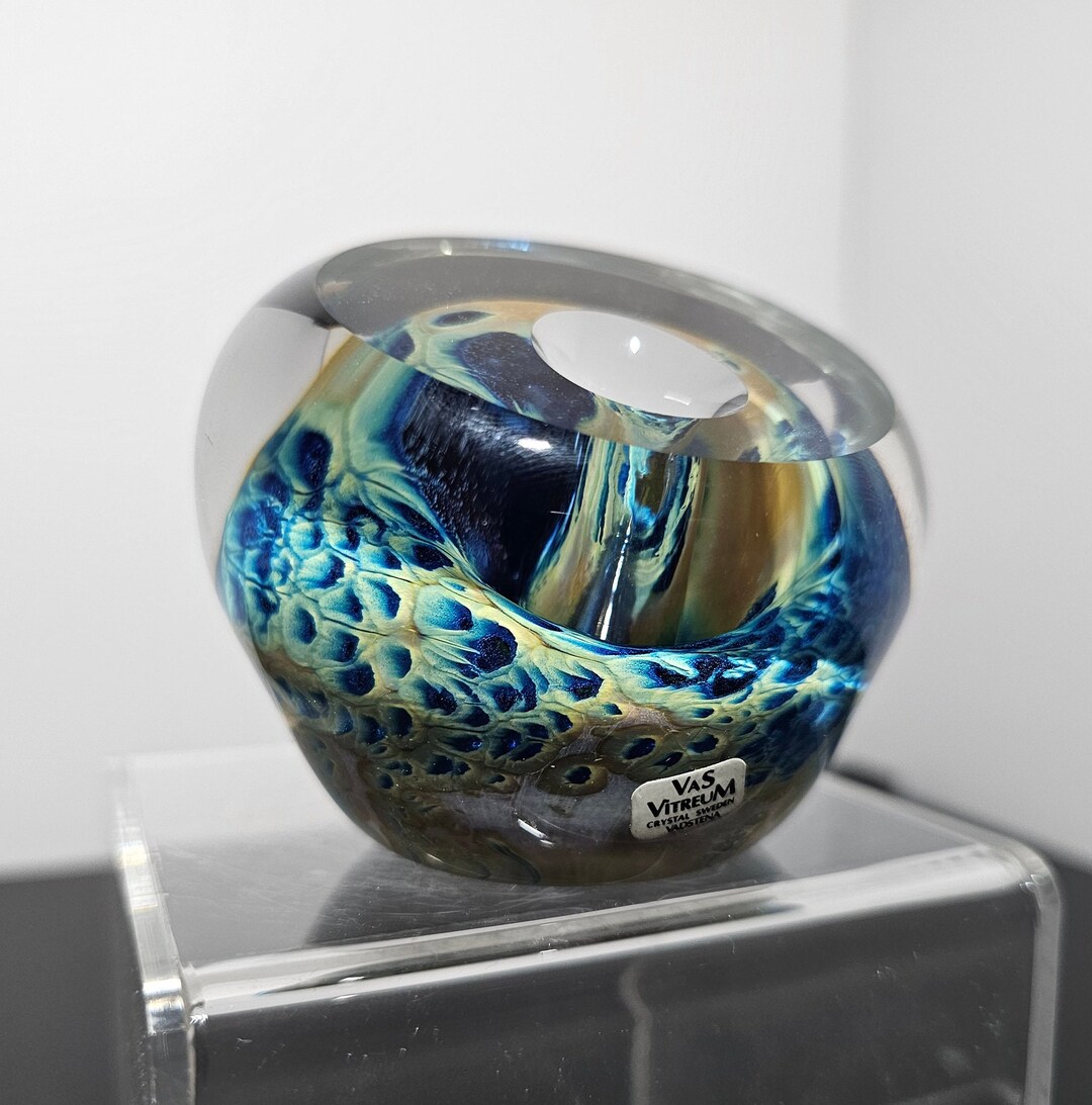 VINTAGE Vas Vitreum Vase Swedish Glass Art Scandinavian Design 1980s ...