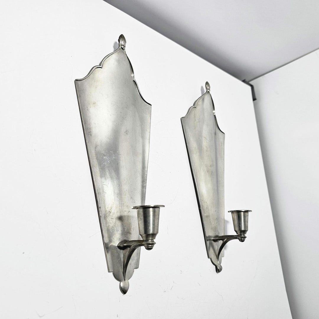 PAIR of Just Andersen Art Deco Pewter Wall Sconces Danish 1930s Design ...