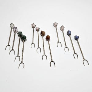 SET of 12 Cocktail Forks With Stone Decor Scandinavian Barware 1900s ...