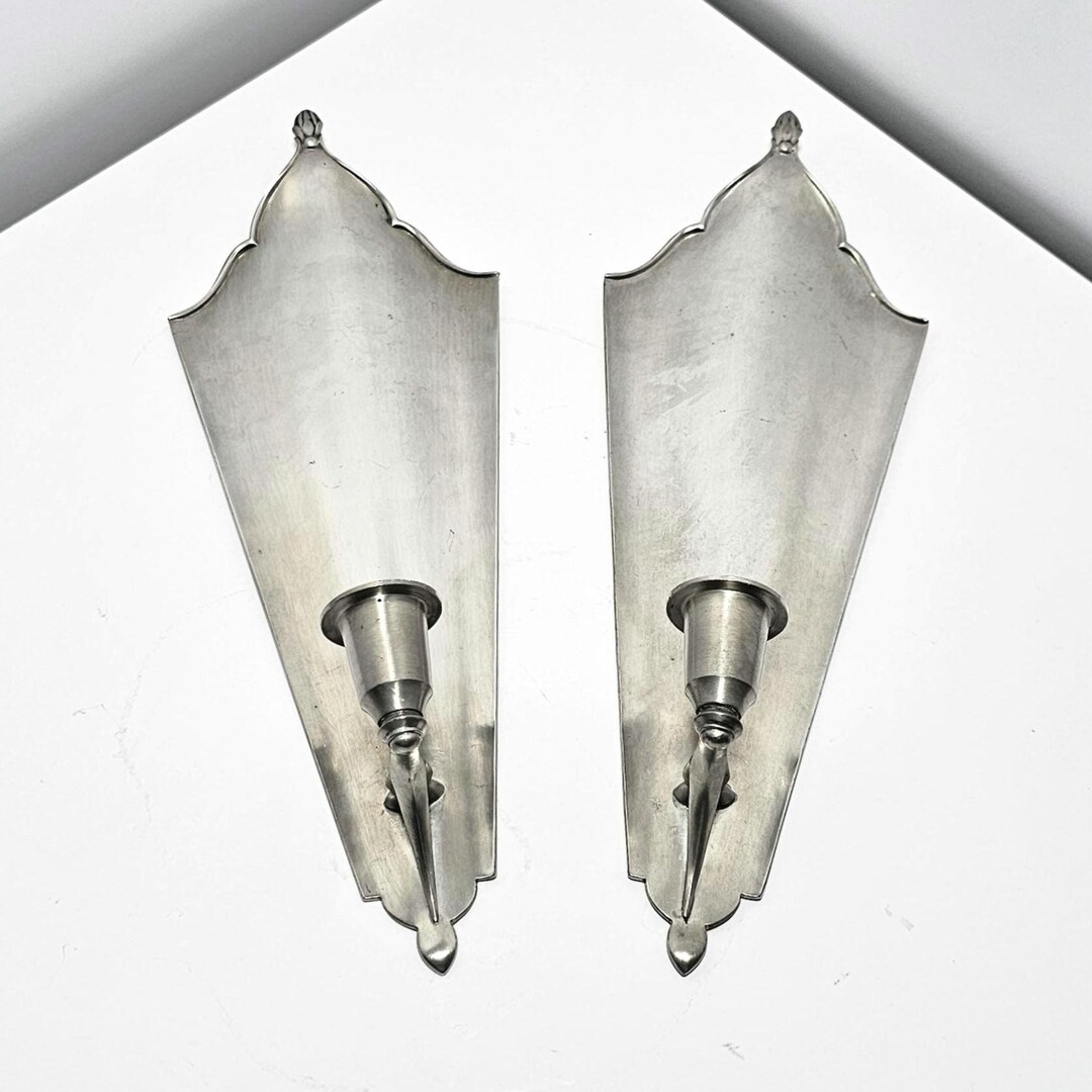 PAIR of Just Andersen Art Deco Pewter Wall Sconces Danish 1930s Design ...