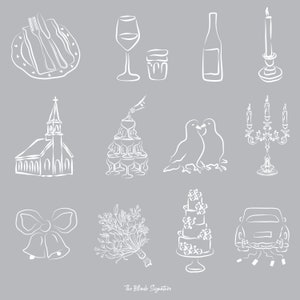 12 Icons Wedding Drawing Illustration Marriage - Etsy