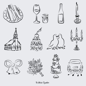 12 Icons Wedding Drawing Illustration Marriage - Etsy