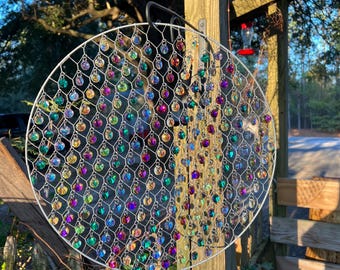 LARGE ECLECTIC Chicken Wire Beaded Sun Catcher- Hippie, Boho Outdoor ...