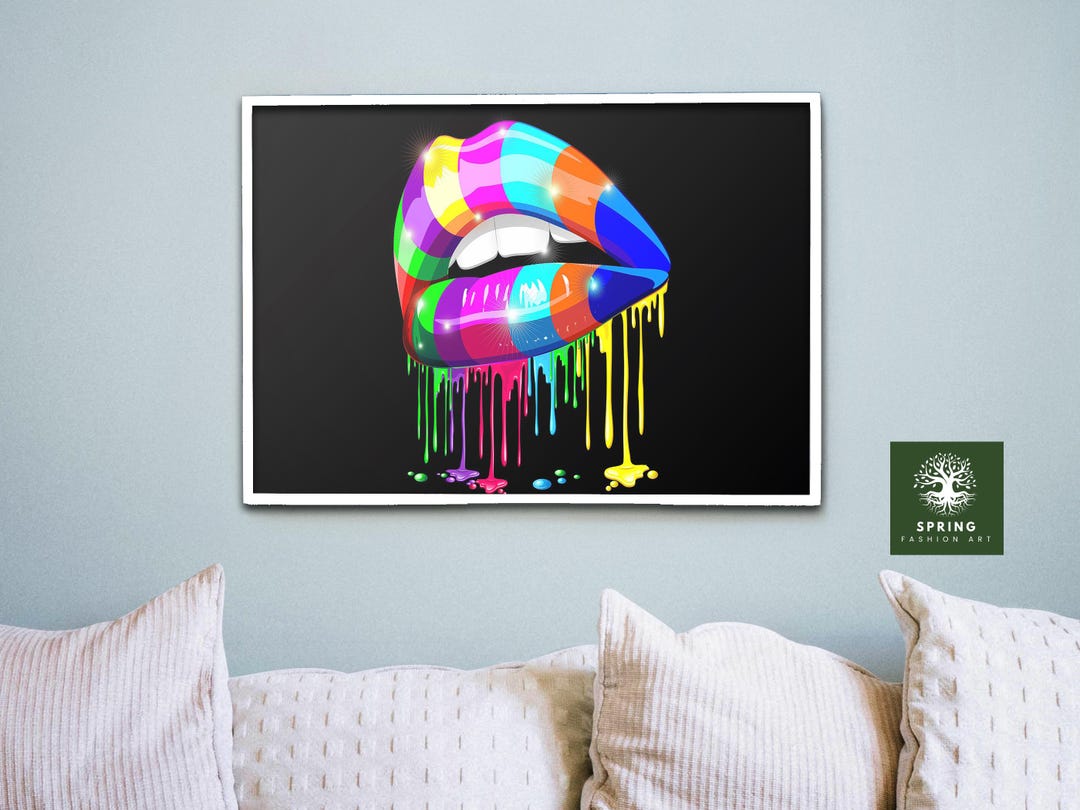 Graffiti Lips Art, Bold Pop Art Canvas, Urban Street Style Wall Decor ...