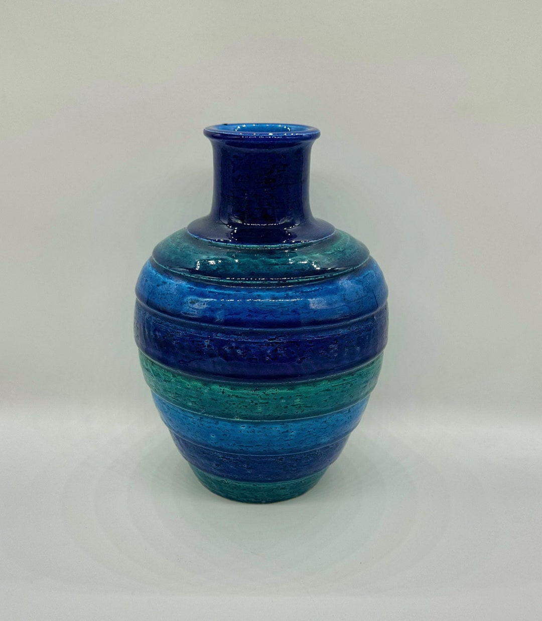 Rare ALDO LONDI for BITOSSI Rimini Blu Glazed Ring Stripped Vase - Etsy