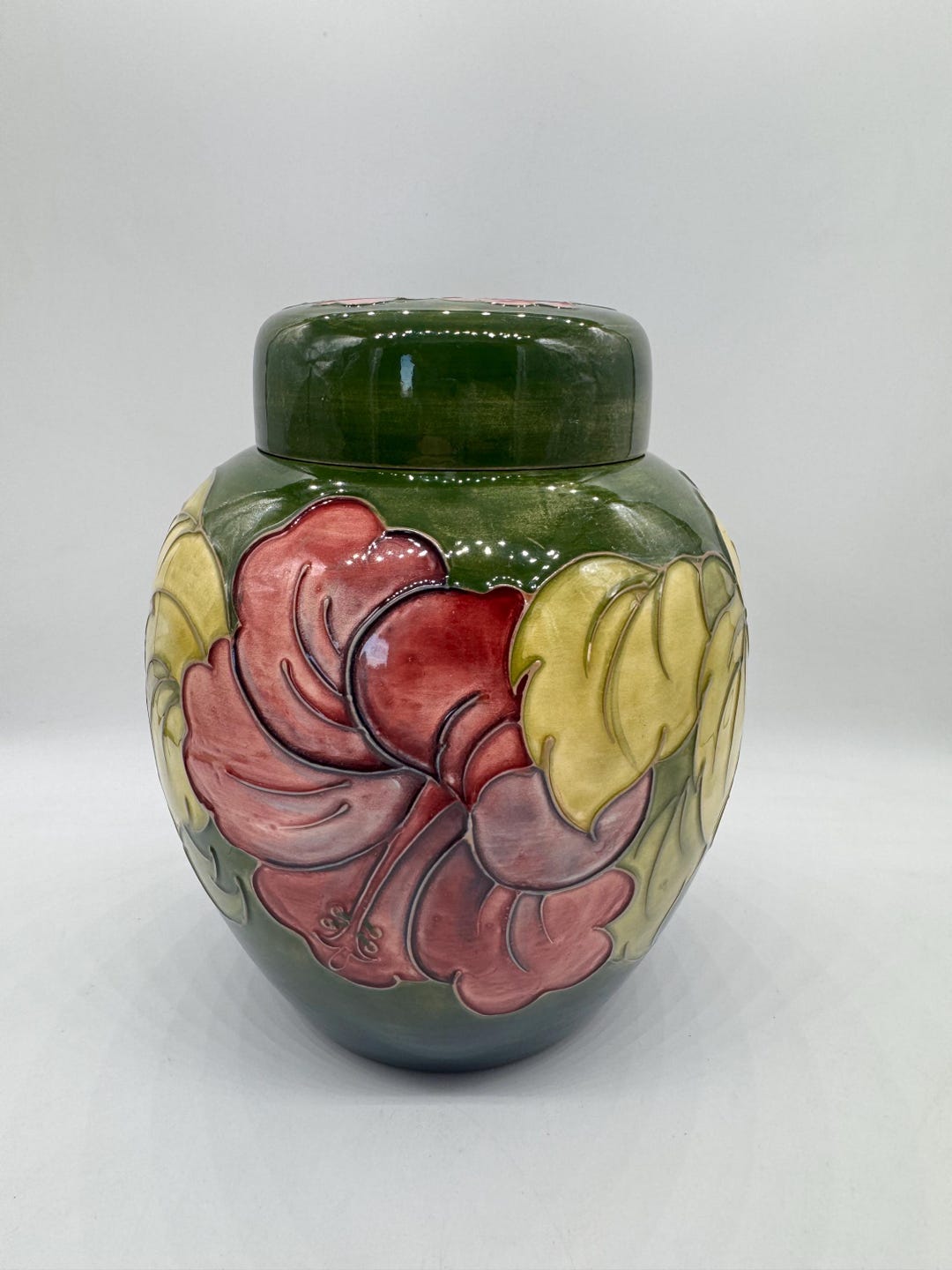 Moorcroft Hibiscus Ginger Jar – Hand-painted Lidded Vase, English Art ...
