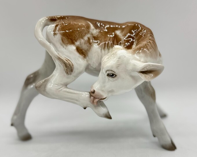 Rosenthal Germany - Hand Painted Porcelain Figurine of a Calf Cleaning ...