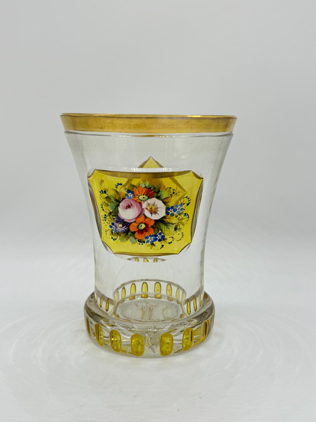 Antique Bohemian Biedermeier Glass Beaker: Hand-painted Enamel, 1830s ...