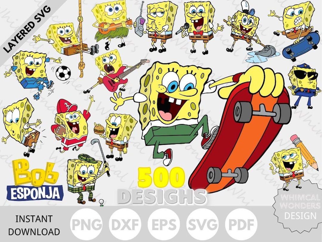 Spongebob SVG Cliparts Bundle,spongebob Funny Png,spongebob Cartoon ...