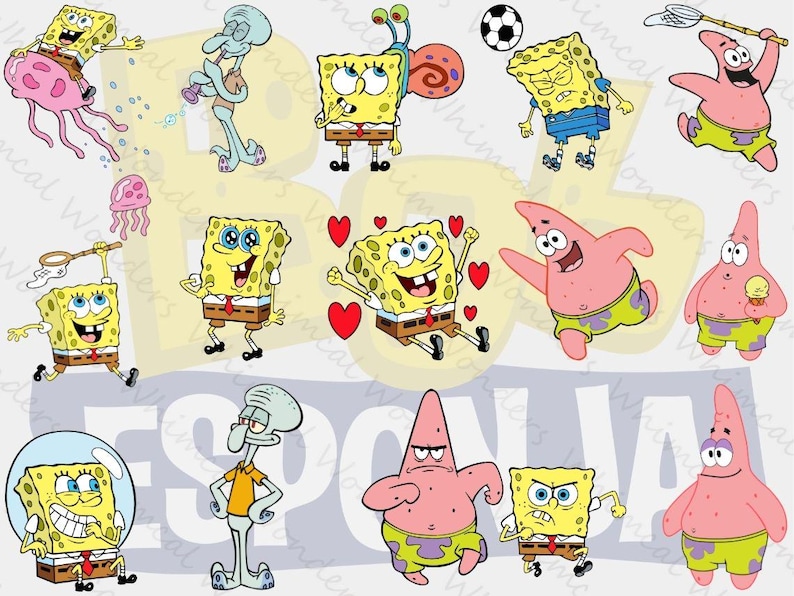 Spongebob SVG Cliparts Bundle,spongebob Funny Png,spongebob Cartoon ...