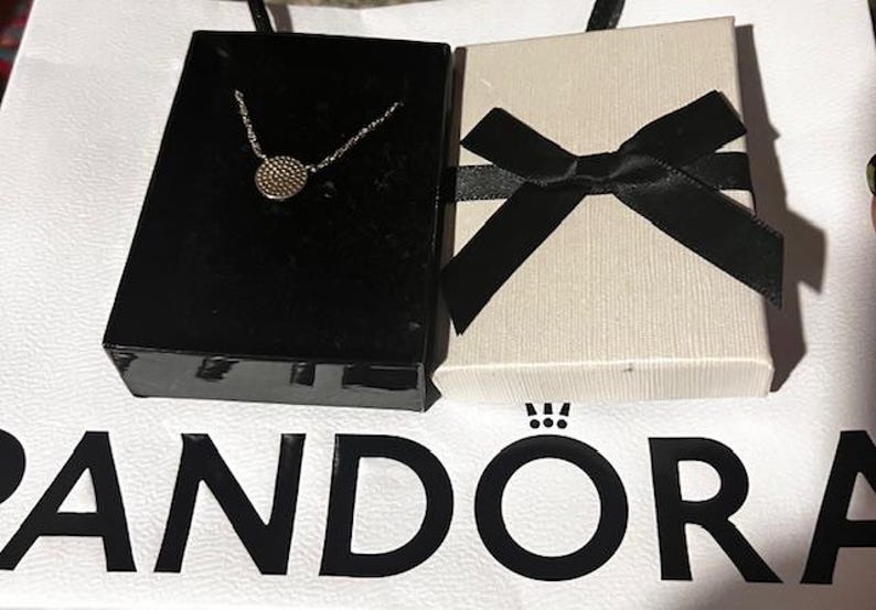 Pandora Silver Necklace and Disk Pendant - Second Hand, Preloved - Etsy