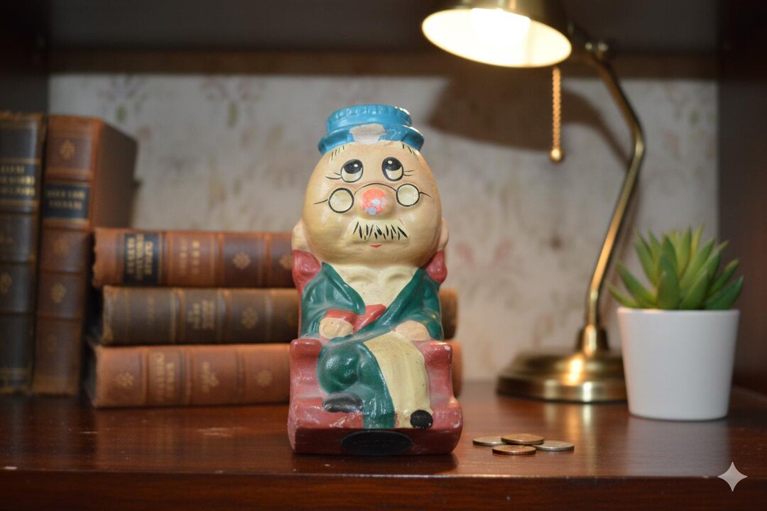 Vintage Money Box - Humpty Dumpty Old Man Bank Hand Painted Ceramic ...