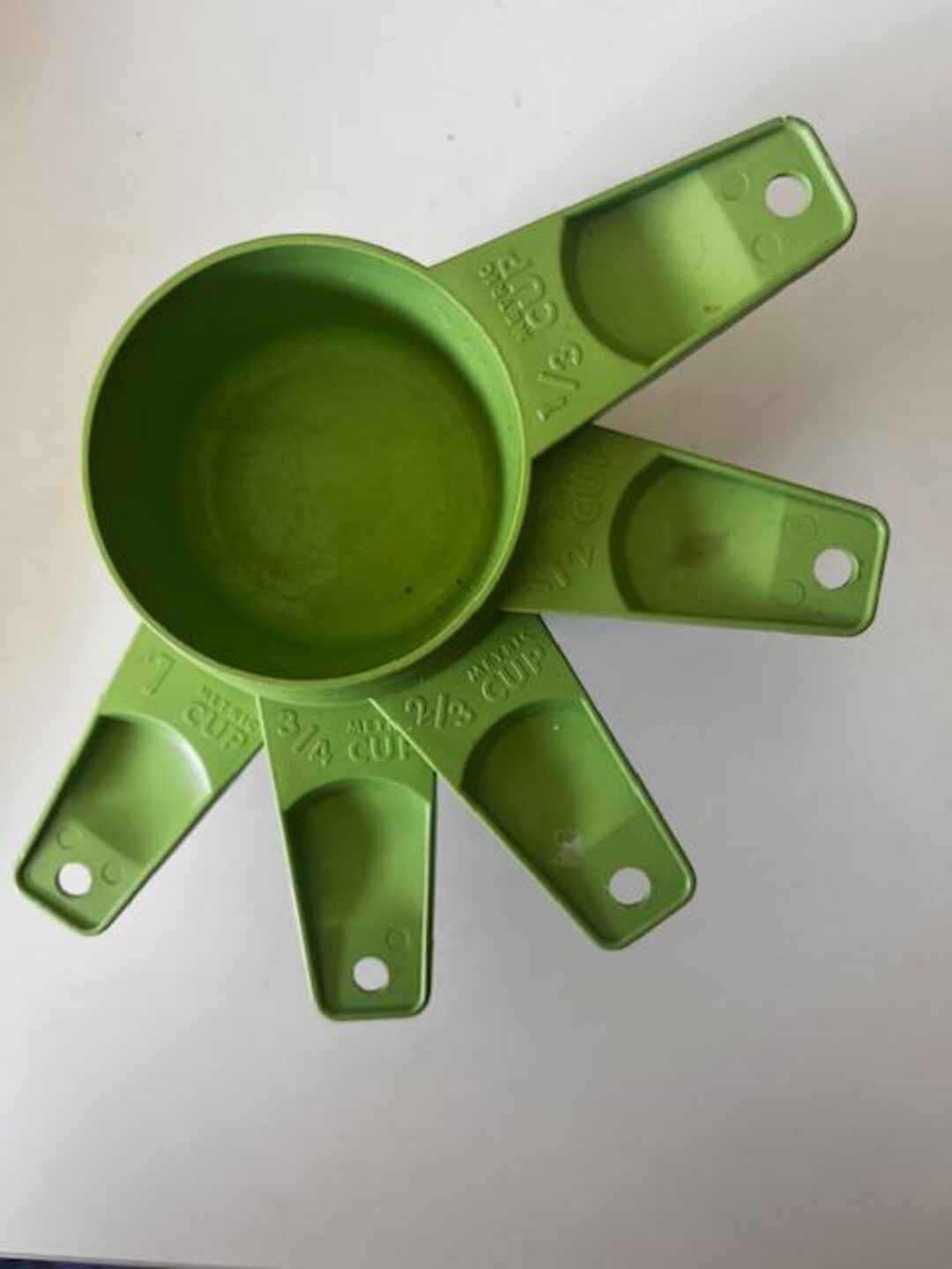 Vintage Green Plastic Measuring Cups – Set of 5 | Metric Cup Set | 1 ...