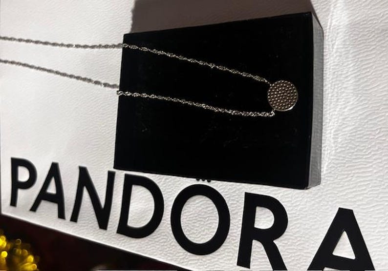 Pandora Silver Necklace and Disk Pendant - Second Hand, Preloved - Etsy
